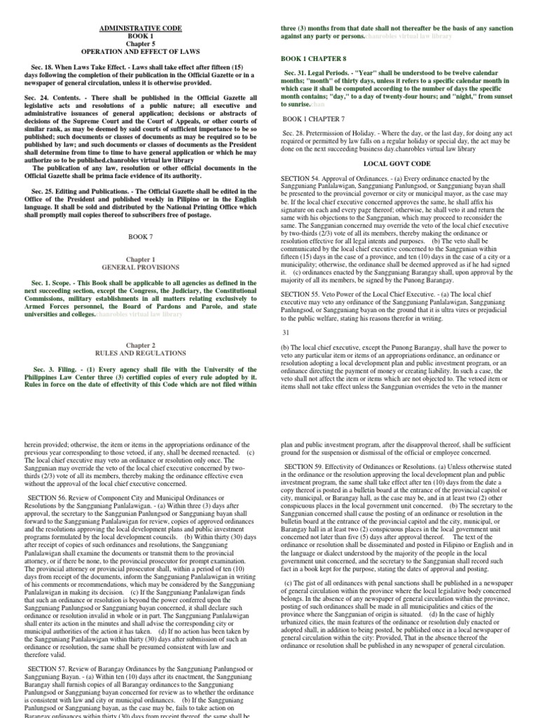 Administrative Code and Lgu Code | PDF | Veto | Constitutional Law
