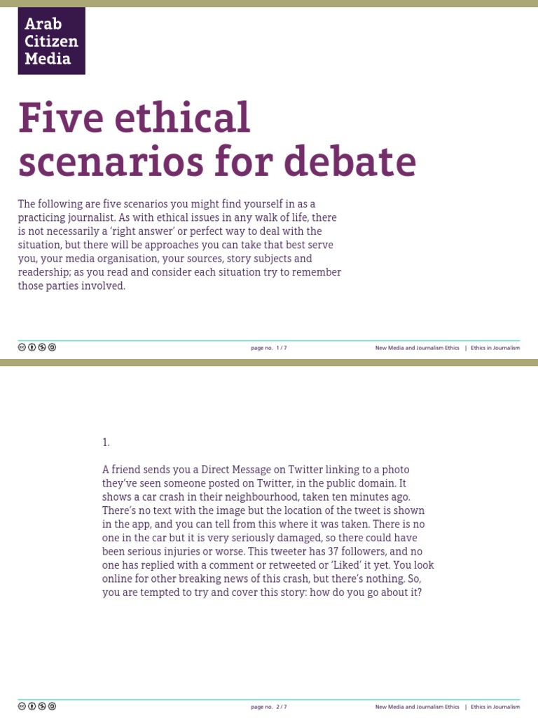 Journalism Ethics Scenarios | PDF | Journalism | New Media