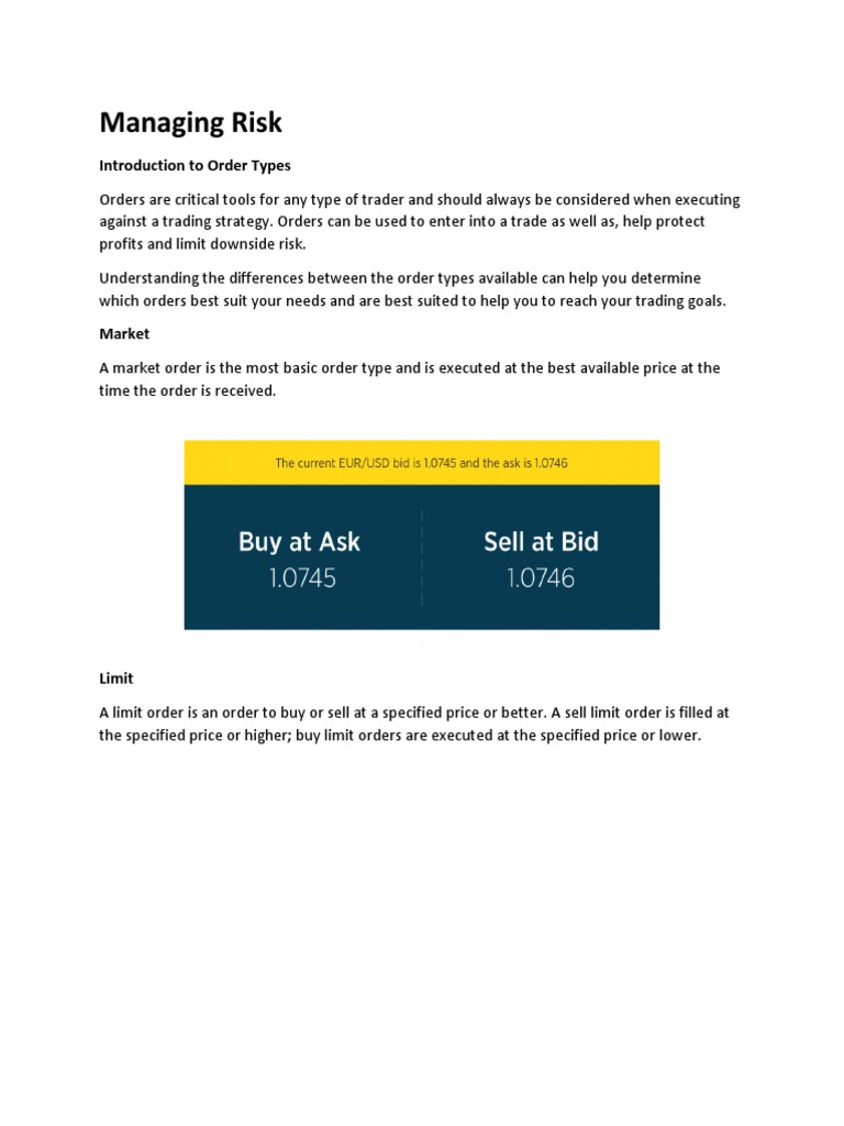 Managing Risk Orders | PDF | Order (Exchange) | Foreign Exchange Market