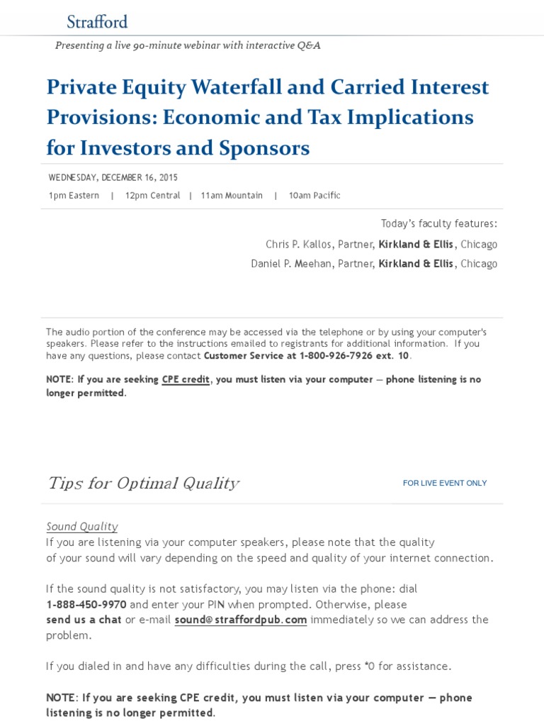 Presentation Waterfall (Private Equity) | PDF | Carried Interest | Expense
