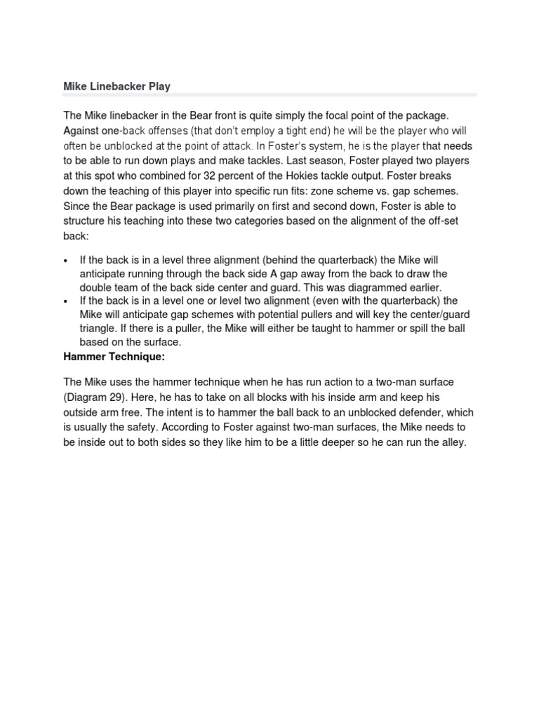 Mike Linebacker Role in Bear Front | PDF | Sport Variants | Sports ...