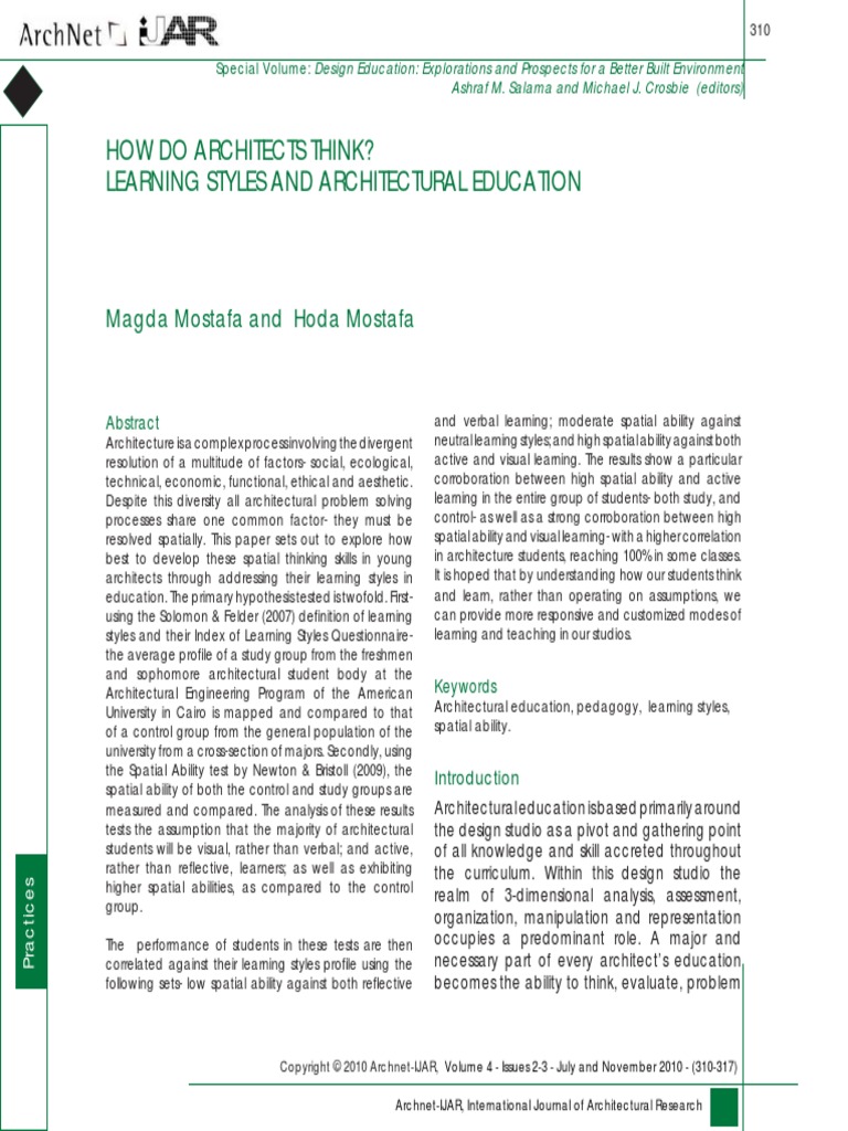 How Do Architects Think? Learning Styles and Architectural Education ...