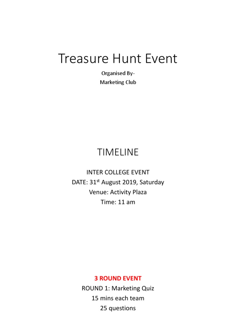 Treasure Hunt Competition - How To Create | PDF