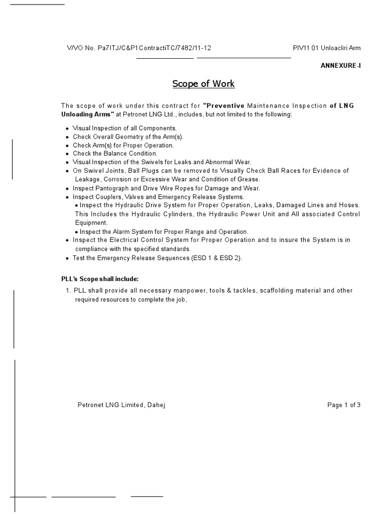 Scope of Work: Annexure-I | PDF