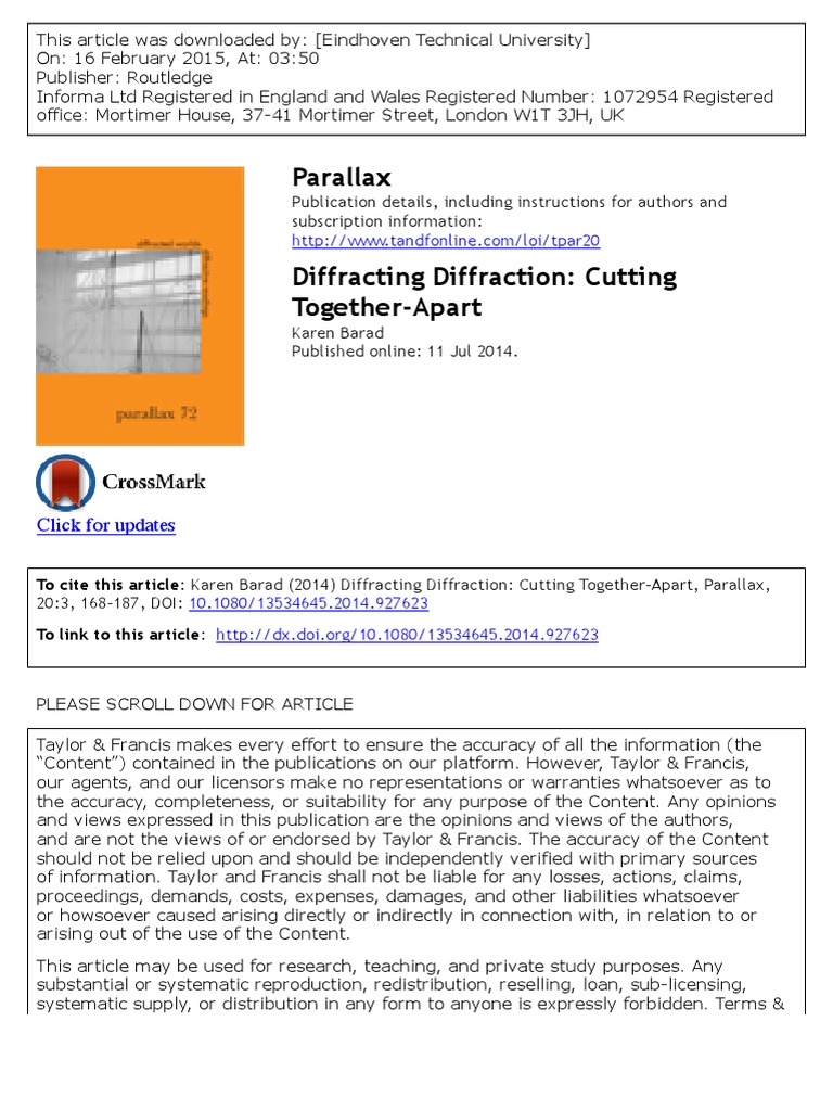 Karen Barad Diffracting Diffraction | PDF | Electron | Light