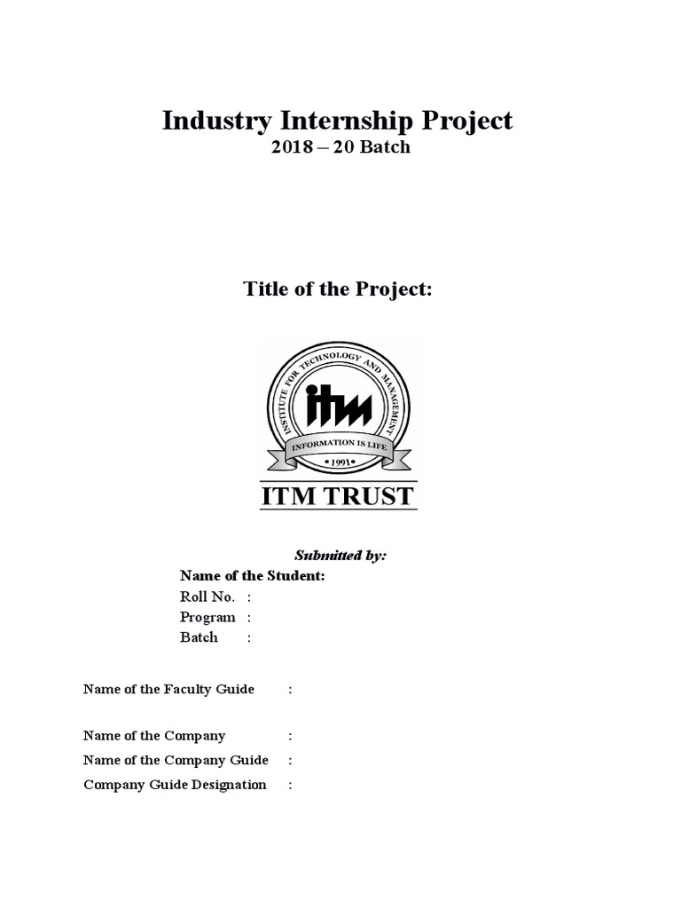 Industry Internship Project: Title of The Project | PDF | Business