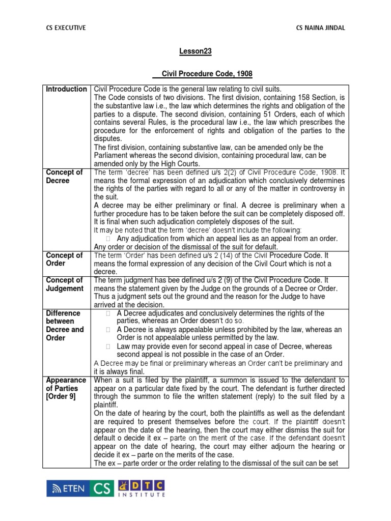 CPC Notes | PDF | Lawsuit | Appeal