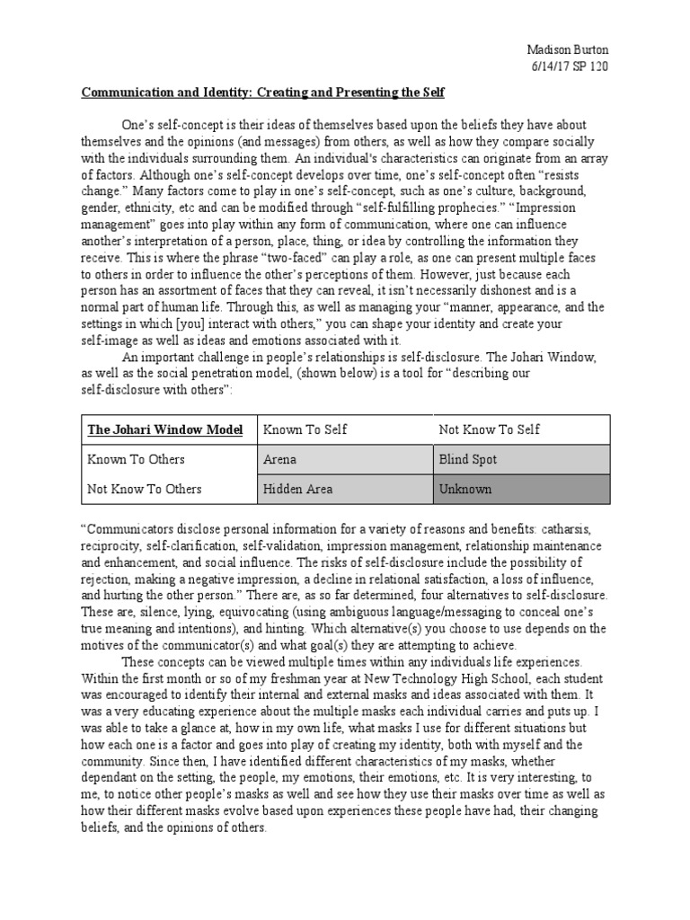 Understanding Self-Identity and Disclosure | PDF | Identity (Social ...