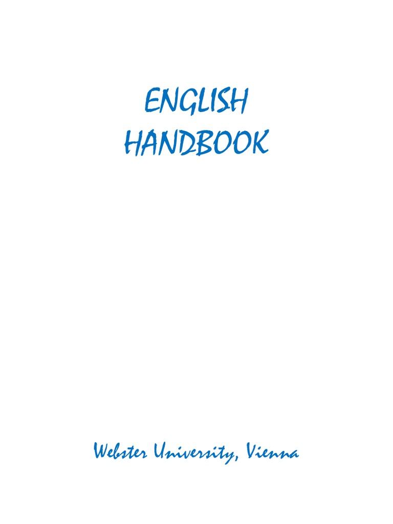English Handbook: Webster University, Vienna | PDF | Part Of Speech | Verb