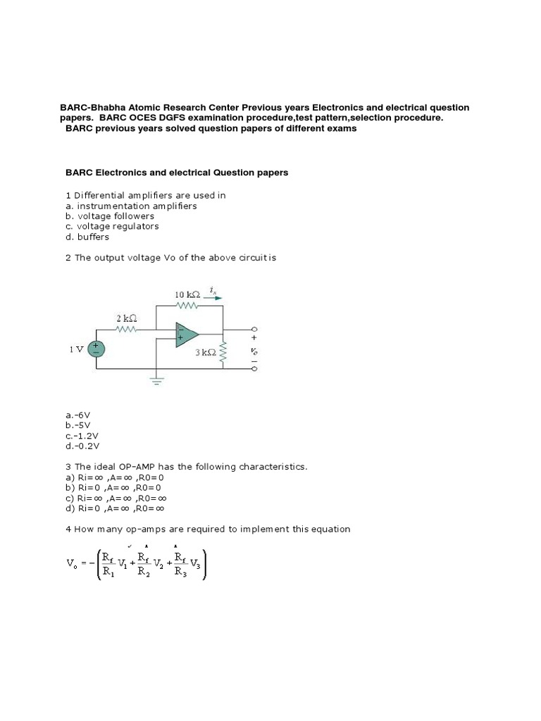 BARC Previous Year Question Paper 2 For ECE | PDF