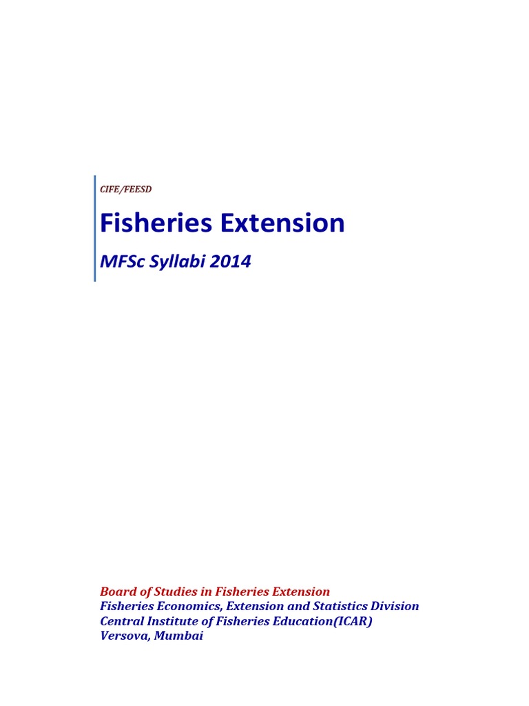 Master of Fisheries Science in Fisheries Extension 2014: Course ...