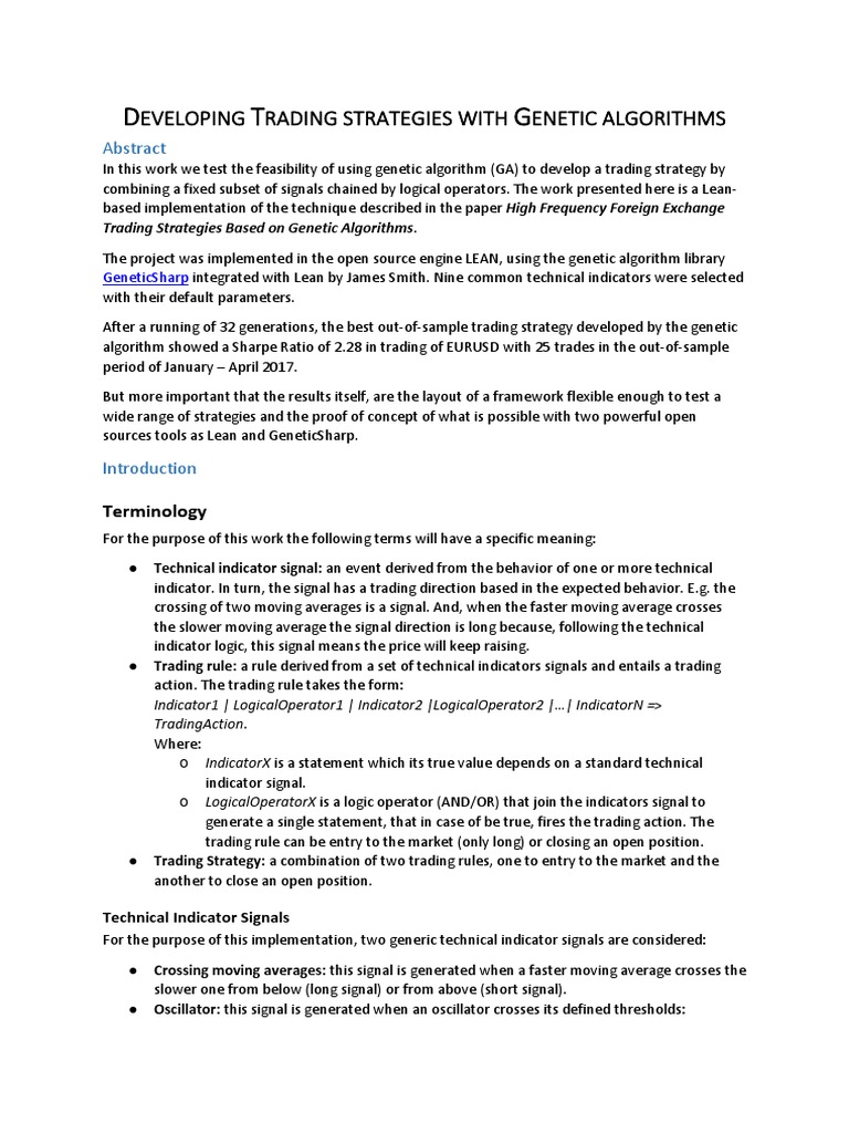 Forex Trading with Genetic Algorithms | PDF | Genetic Algorithm ...