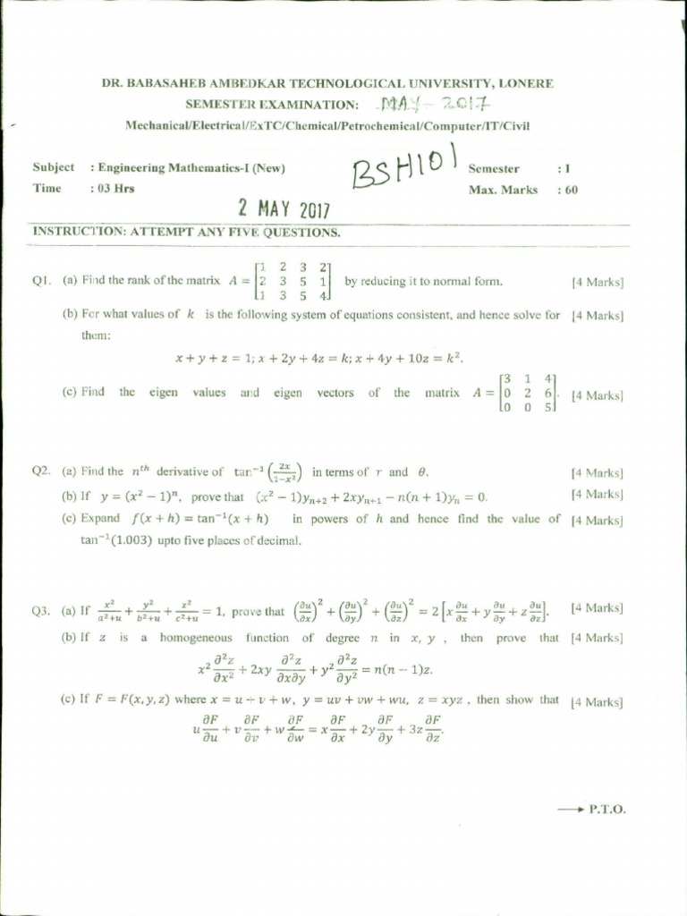 BSH101 Maths PDF | PDF | Mathematical Analysis | Mathematical Objects