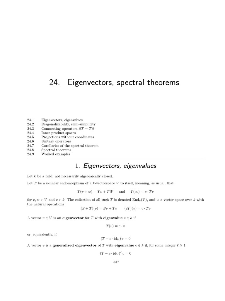 Eigenvectors, Spectral Theorems | PDF | Eigenvalues And Eigenvectors | Linear Map