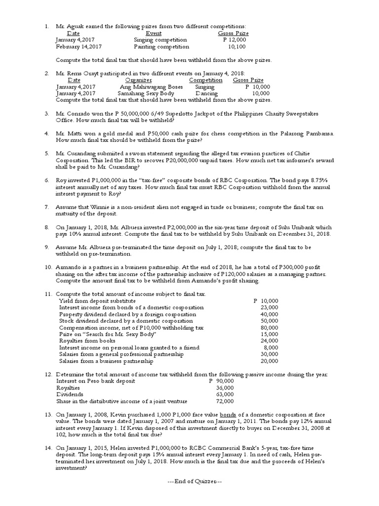 Final Tax | PDF | Withholding Tax | Partnership