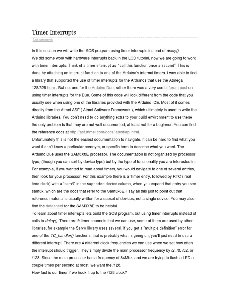Timer Interrupts Here Arduino Due Forum Post Pdf Arduino Hertz 