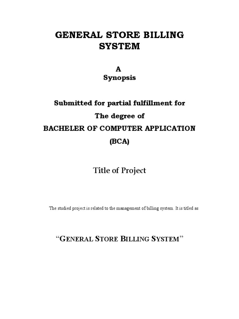 Genral Store Billing System Project Report Synopsis | PDF | Invoice ...