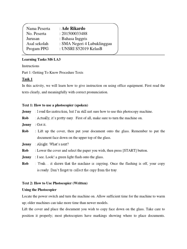 Learning Task 1 m6 La3 - Ade Rikardo Ok | PDF