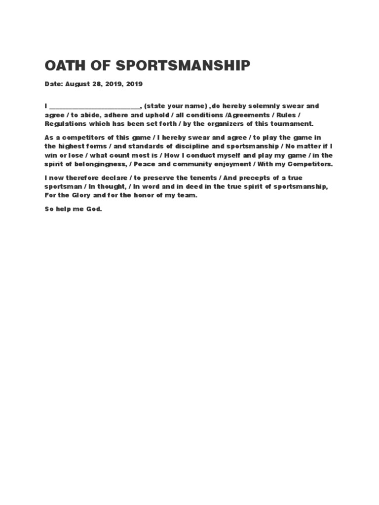 Oath of Sportsmanship | PDF