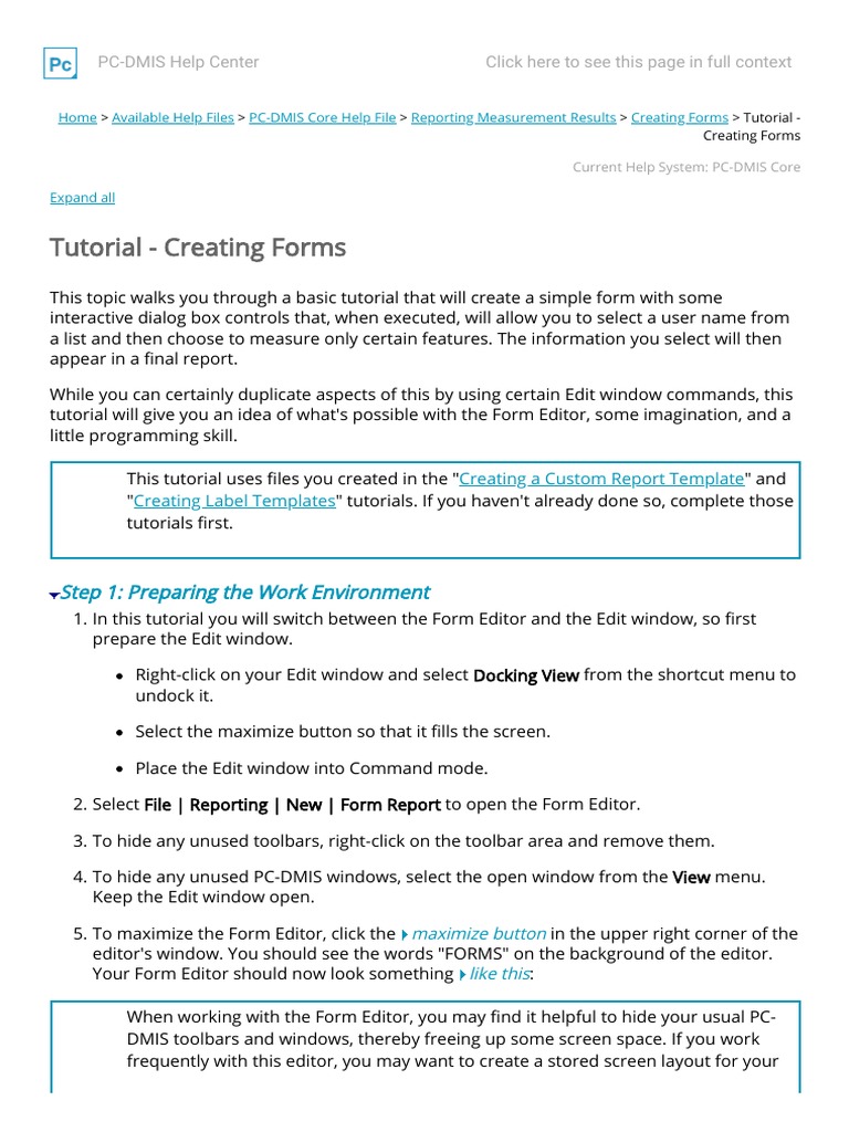 Tutorial - Creating Forms PDF | PDF | Control Key | Software