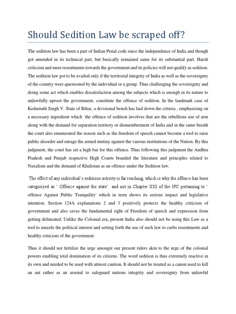 Sedition Law | PDF | Crime & Violence | Crime Thriller
