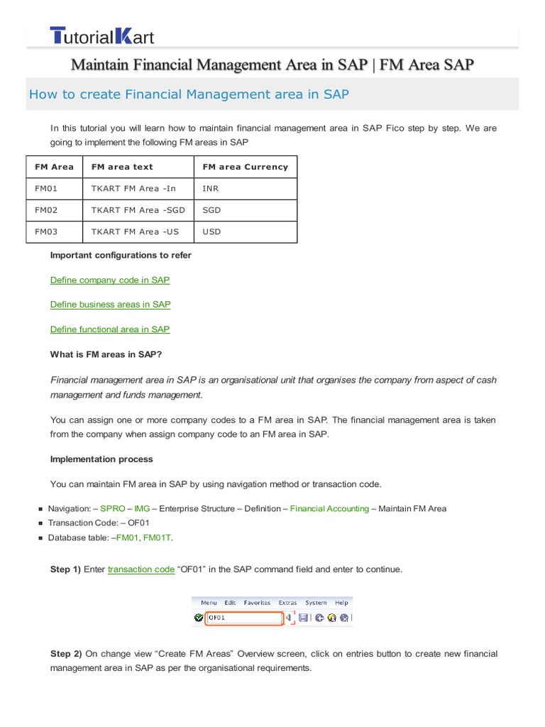Create FM Area in SAP FICO | PDF | Valuation (Finance) | Banks