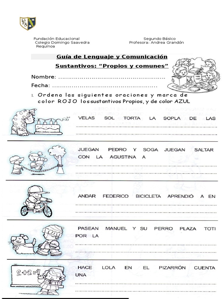 Guía de Sustantivos para Segundo Básico | PDF | Artes del Lenguaje y ...
