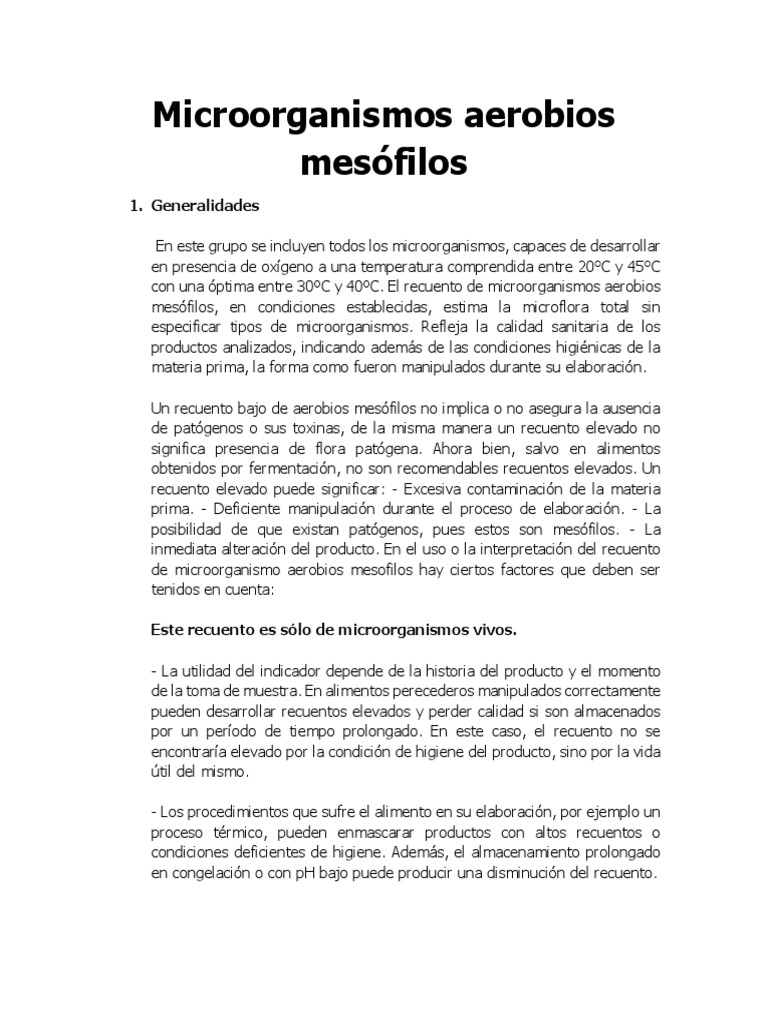 Microorganismos Aerobios Mesófilos | PDF | Microorganismo | Biología