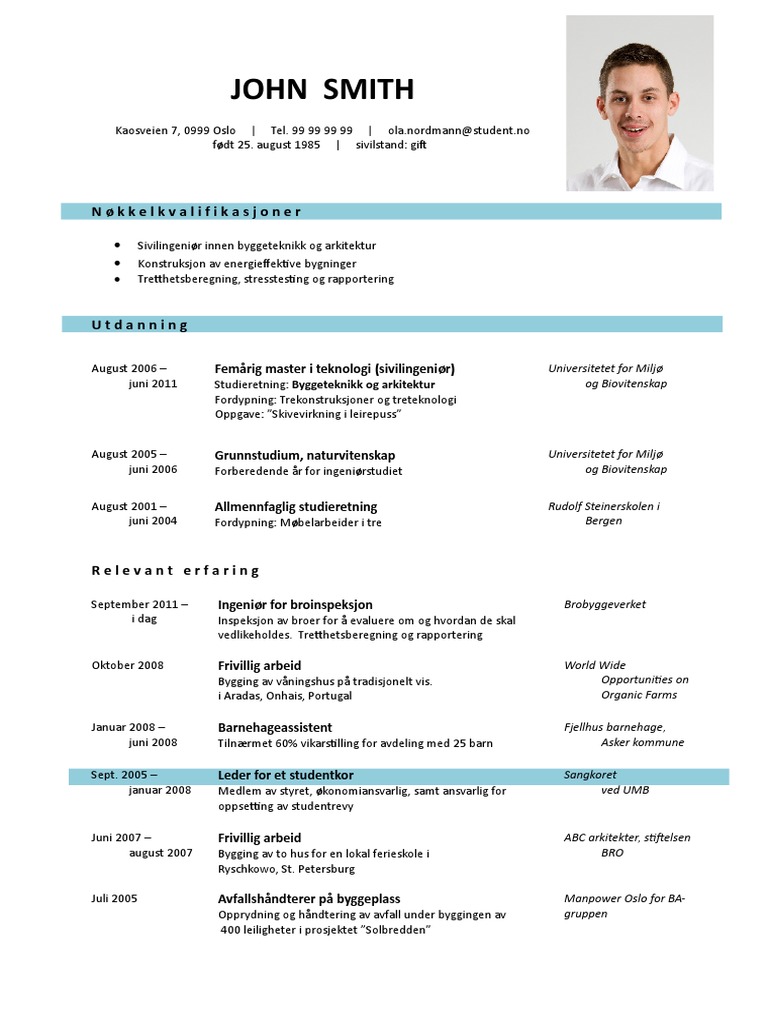 CV Sample2 Norwegian | PDF