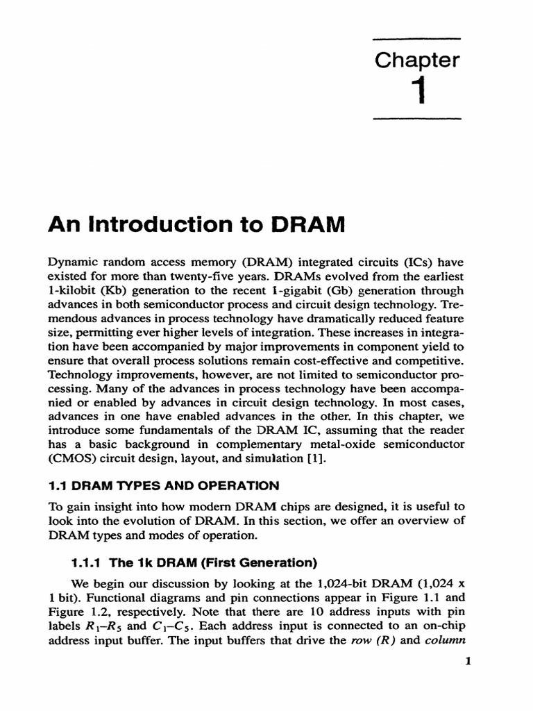 1.1 Dram Types and Operation: - Each Address Input Is Connected To An ...