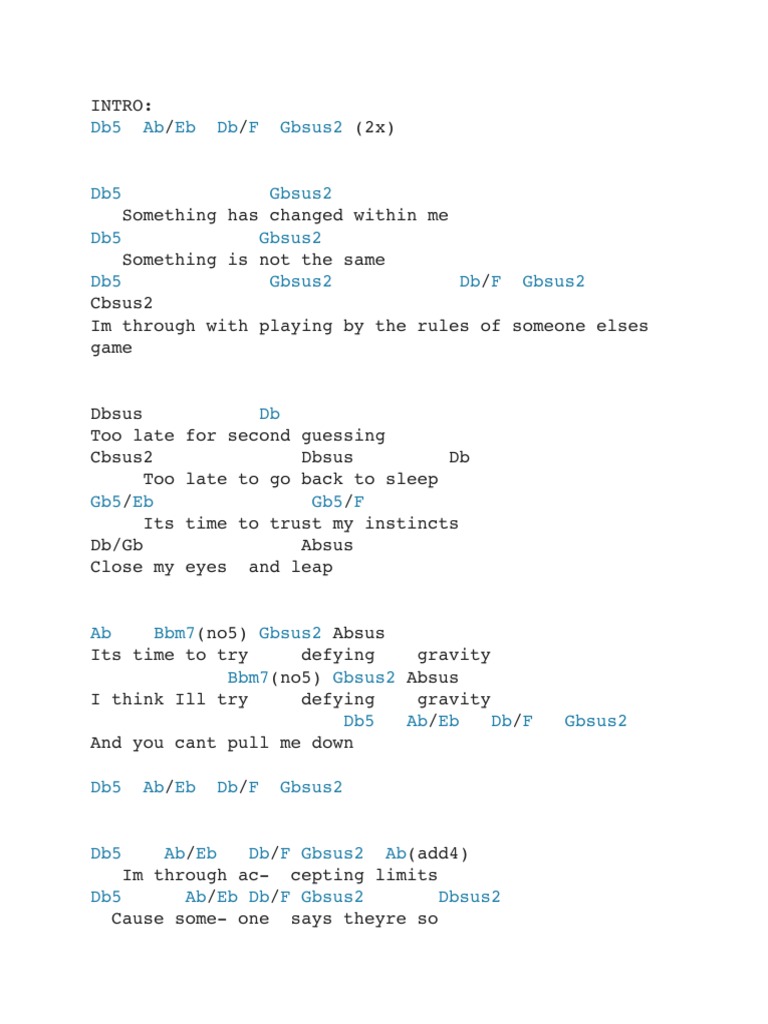 Defying Gravity Chords | PDF