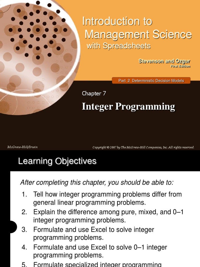 Introduction To Management Science Integer Programming Pdf Mathematics Of Computing
