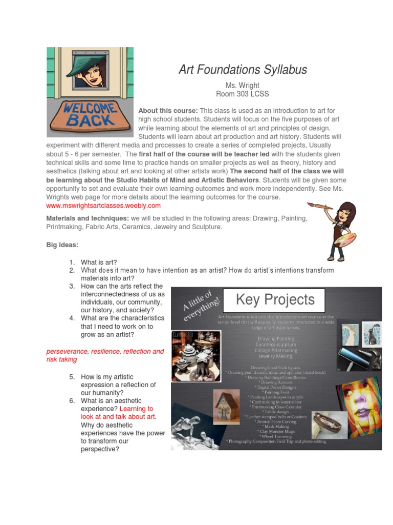 Art Foundations Syllabus 2019 | PDF | Aesthetics | Learning