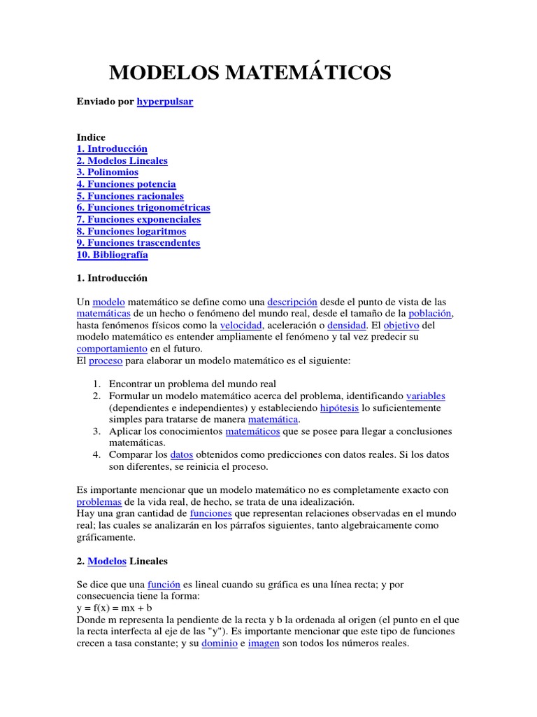 Modelos Matemáticos | PDF | Modelo matemático | Funcion exponencial