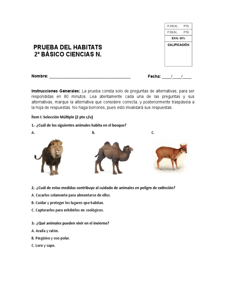 Prueba Del Habitats Ciencias | PDF | Organismos | Conservación