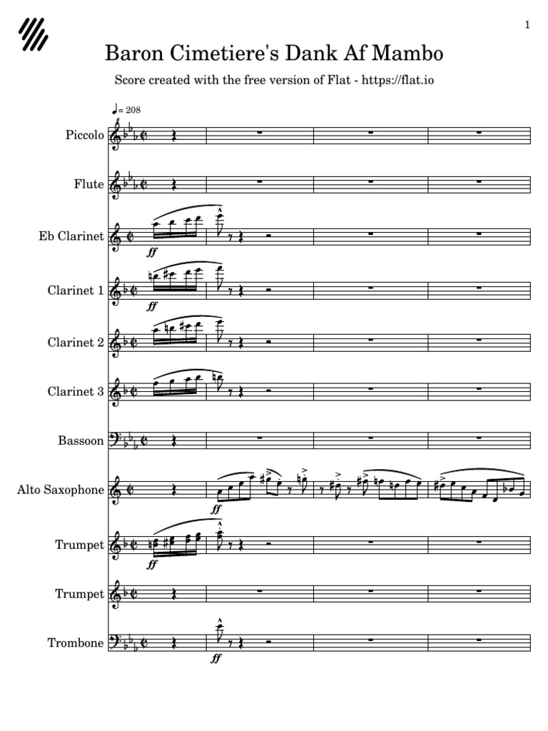 Baron Cimetiere's Dank Af Mambo | PDF | Jazz | Saxophone