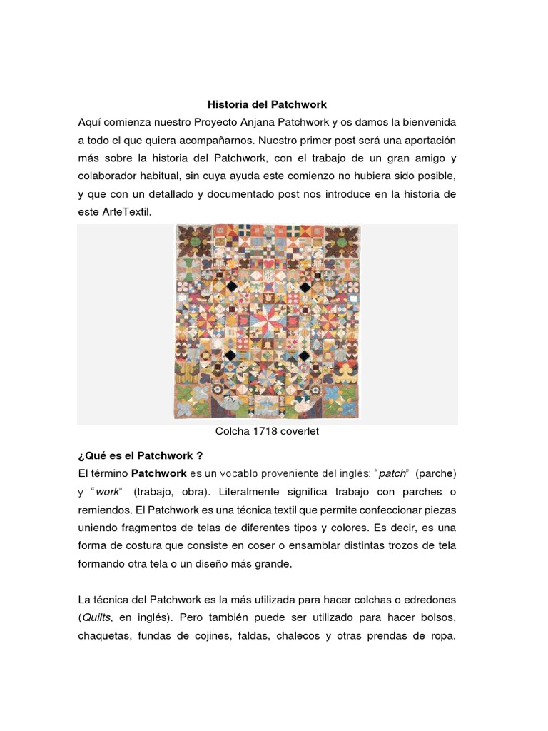 Historia y Técnicas del Patchwork | PDF | Labor de retazos | Textiles