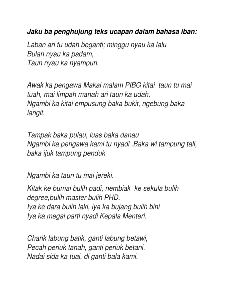 Jaku Ba Penghujung Teks Ucapan Dalam Bahasa Iban | PDF