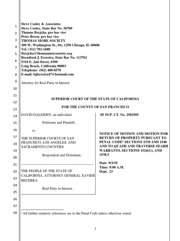 Motion To Quash and Traverse - David Daleiden | PDF | Search And ...