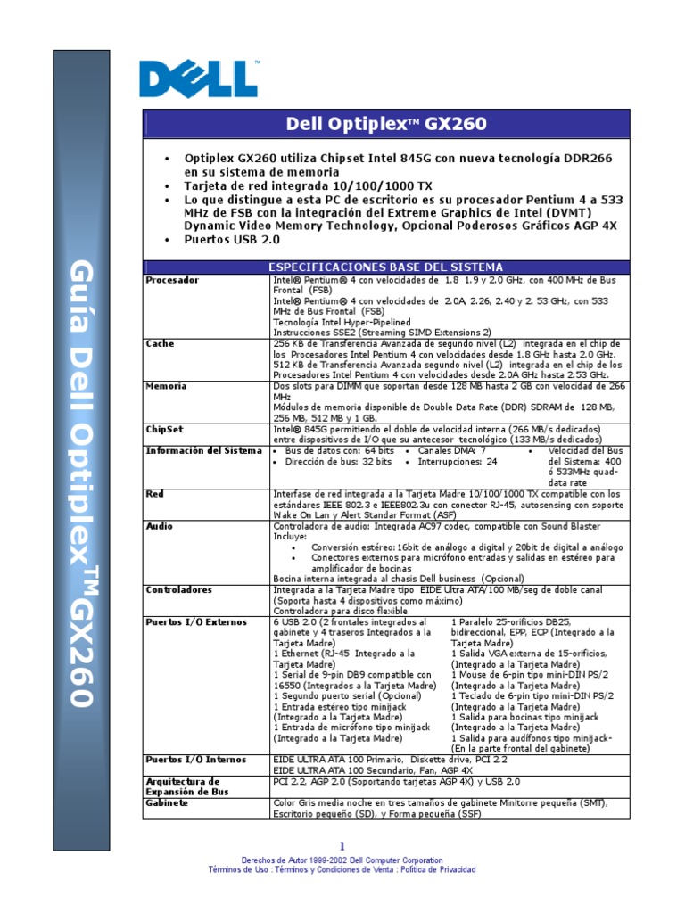 Spec Optix Es gx260 | PDF | Microsoft | Windows XP
