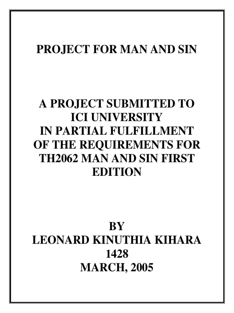 Project For Man and Sin | PDF | Last Judgment | Sin