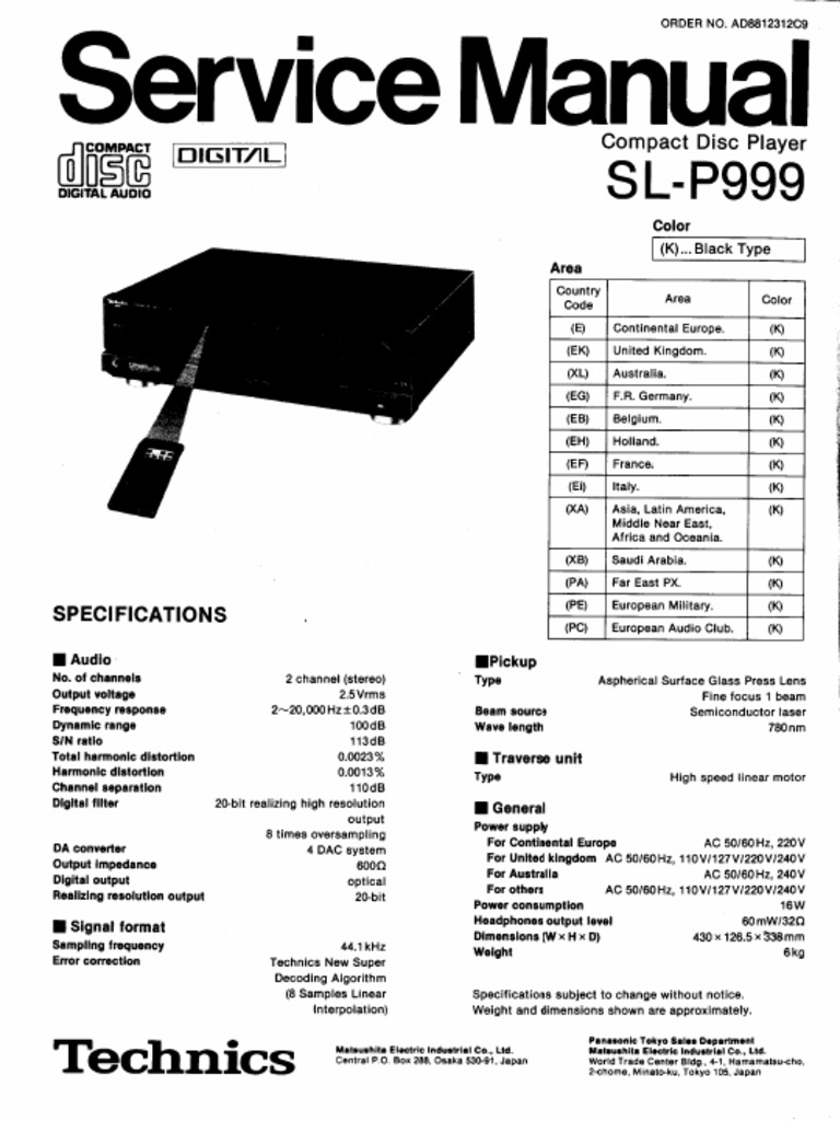 Technics SL p999 | PDF