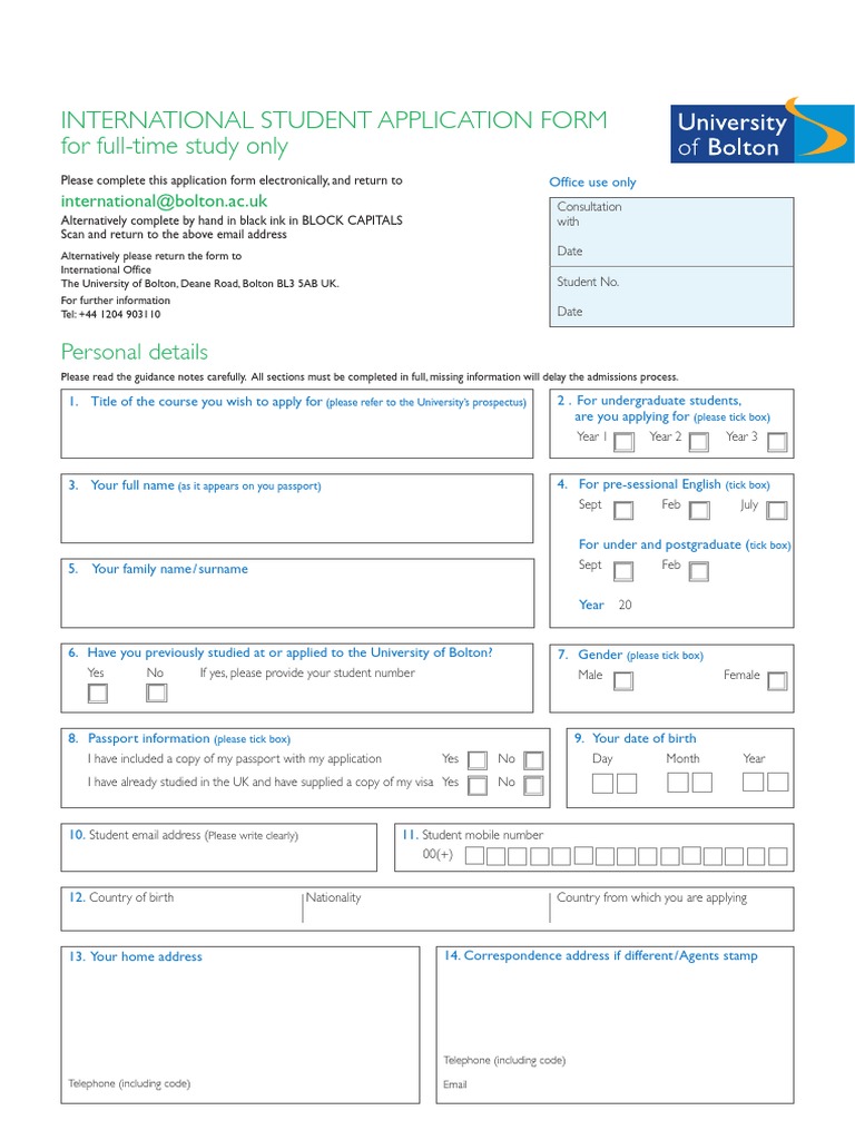 Bolton International Application Form PDF | PDF | Criminal Record | Disability