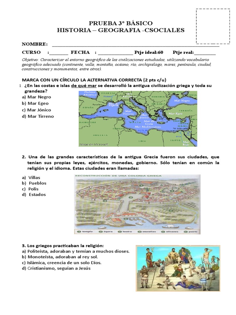 Prueba de Historia Grecia | PDF | Antigua Grecia | Esparta