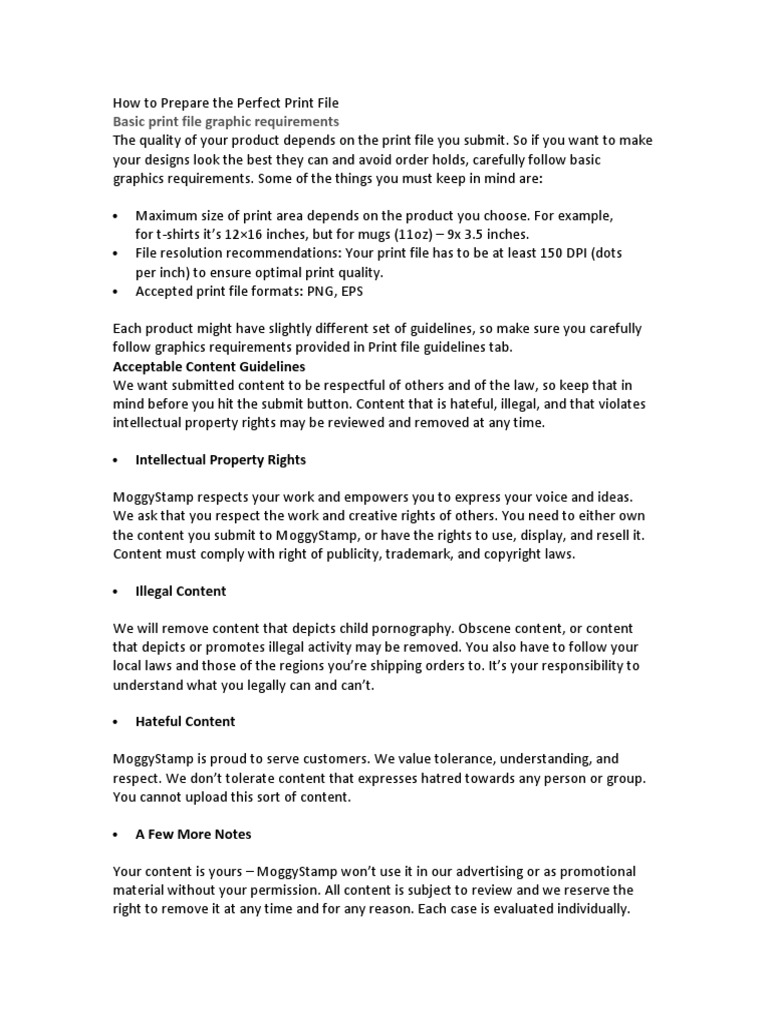 Basic Print File Graphic Requirements | PDF | Intellectual Property ...