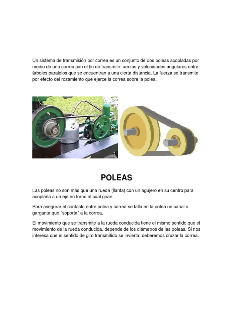 Correas y Poleas | PDF | Eje | Ingeniería mecánica