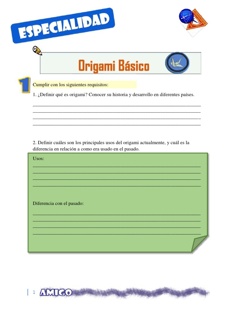 Especialidad Origami - Amigo | PDF | Origami | Ocio