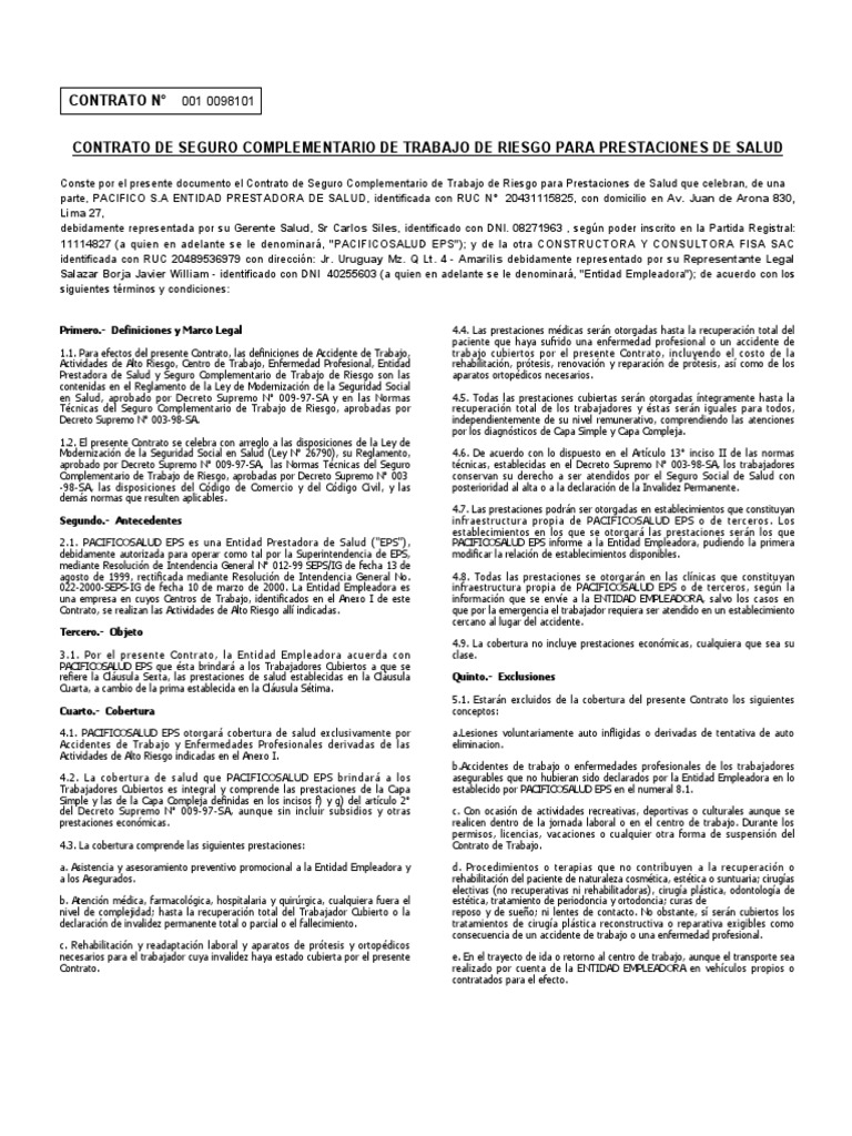 Modelo de SCTR | PDF | Póliza de seguros | Seguro