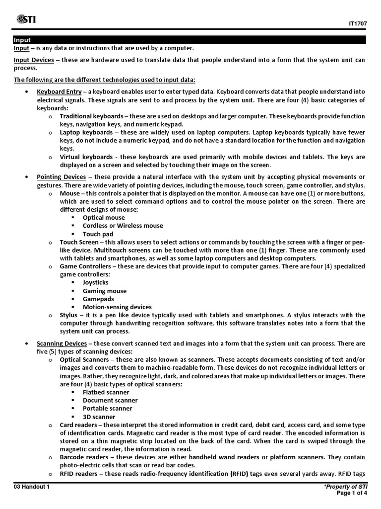 Input, Output and Storage | PDF | Computer Data Storage | Hard Disk Drive