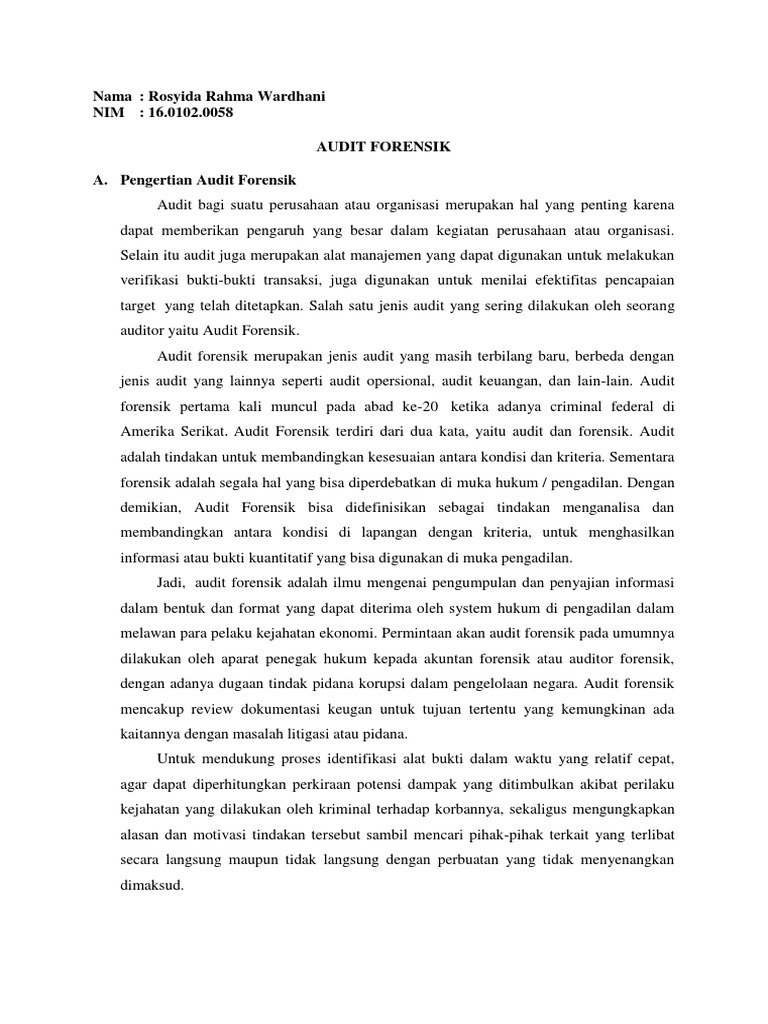 Pengertian dan Manfaat Audit Forensik | PDF